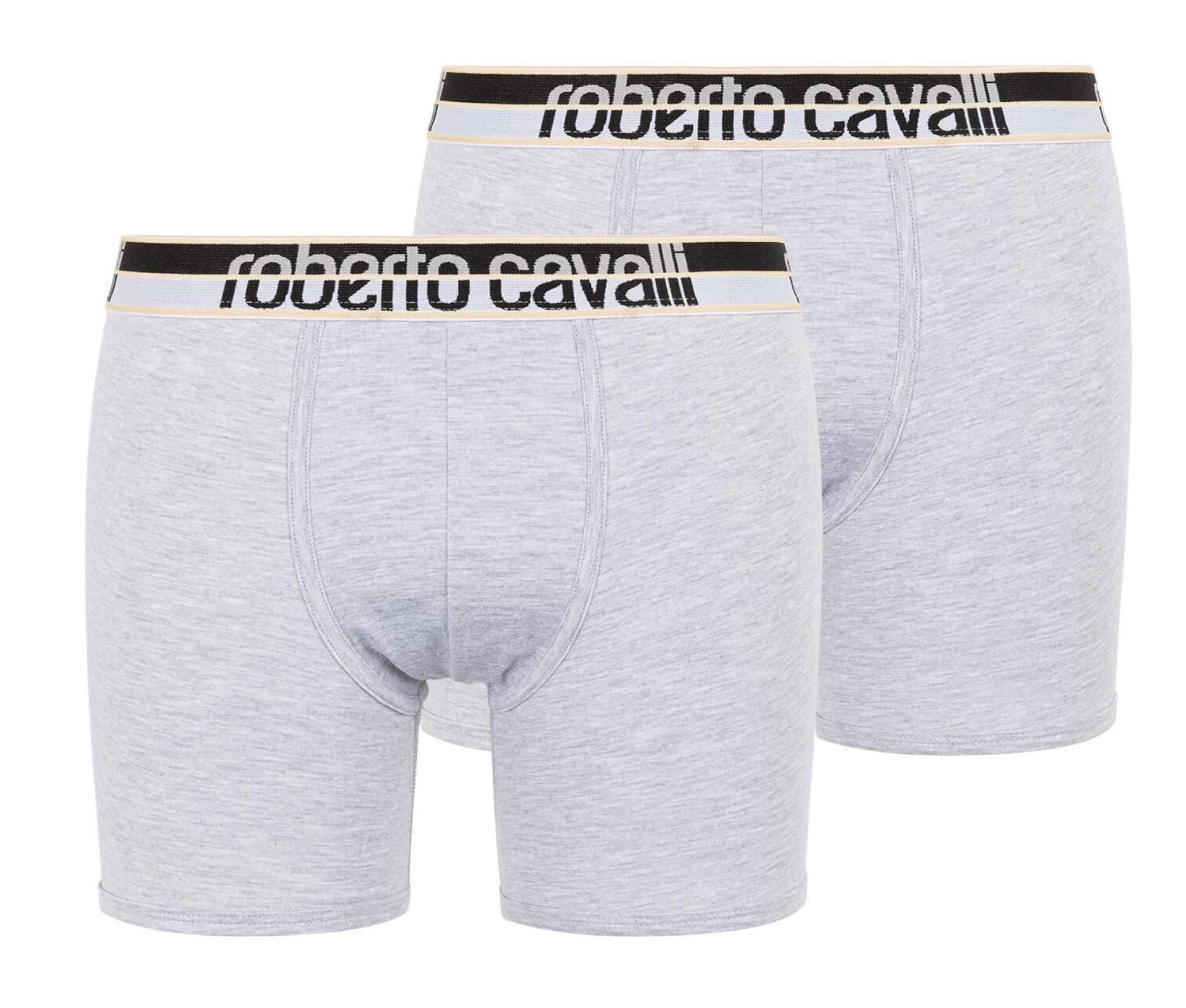 Roberto Cavalli Grey Melange Cotton Jersey Stretch Boxer Brief-2-Pack ...